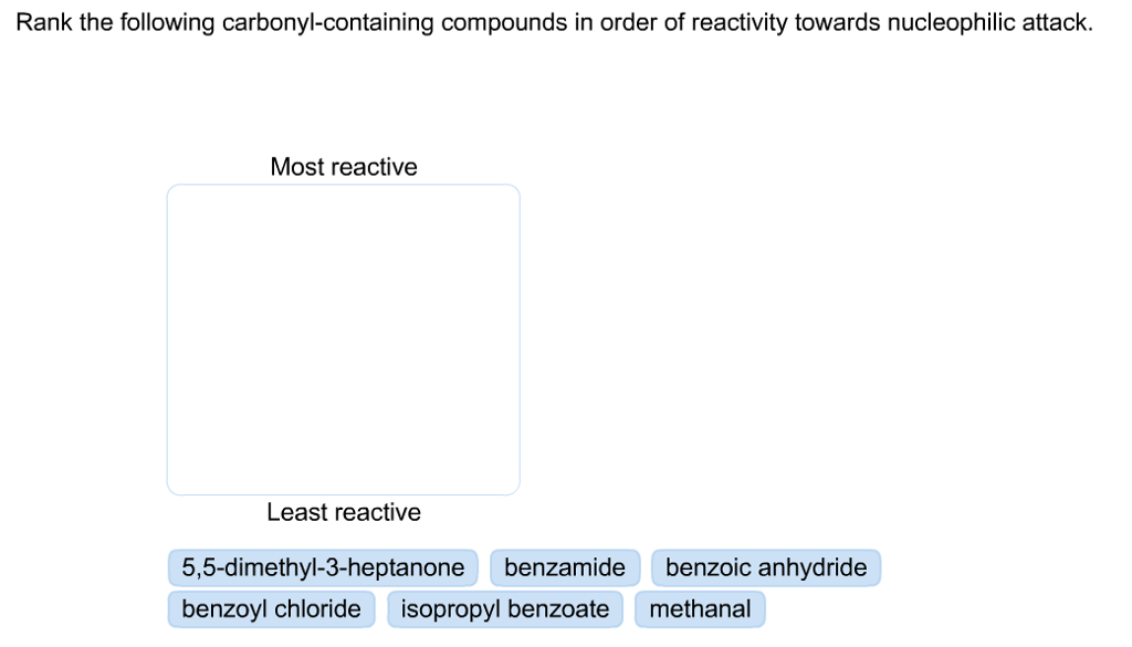 Solved Rank The Following Carbonyl Containing Compounds In