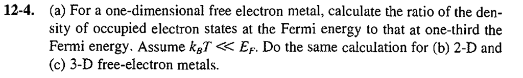 Solved For a one-dimensional free electron metal, calculate | Chegg.com