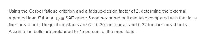 Solved Using the Gerber fatigue criterion and a | Chegg.com