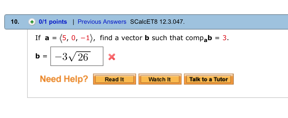 Solved 10. 0/1 points | Previous Answers SCalcET8 12.3.047 | Chegg.com