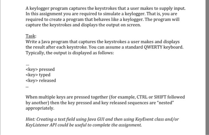 Solved A keylogger program captures the keystrokes that a | Chegg.com