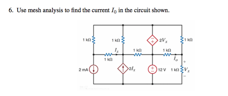 Solved Use mesh analysis to find the current Io in the | Chegg.com