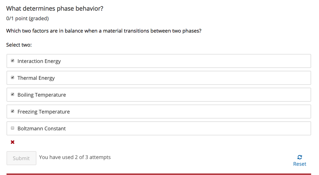 Solved What determines phase behavior? 0/1 point (graded) | Chegg.com