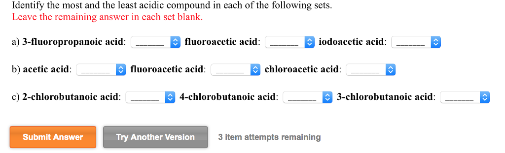 Solved Identify the most and the least acidic compound in | Chegg.com
