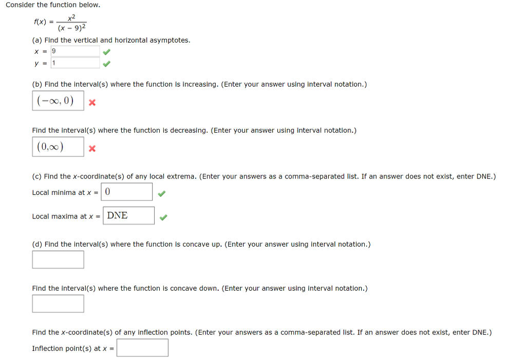 Solved Consider The Function Below X2 x 9 2 X a Find Chegg