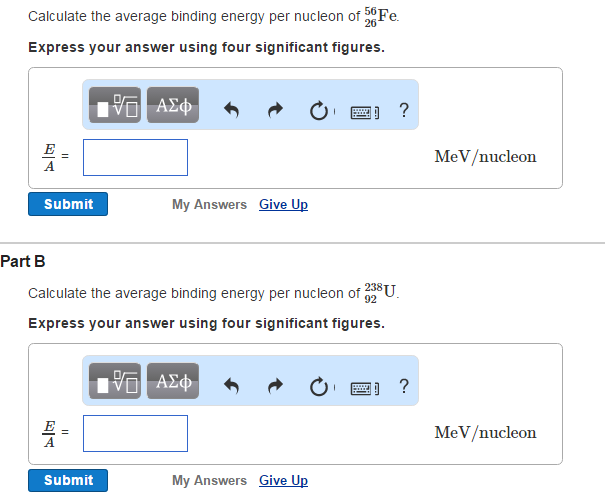 Solved Calculate the average binding energy per nucleon | Chegg.com
