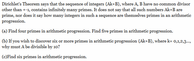 Solved Dirichlet's Theorem says that the sequence of | Chegg.com