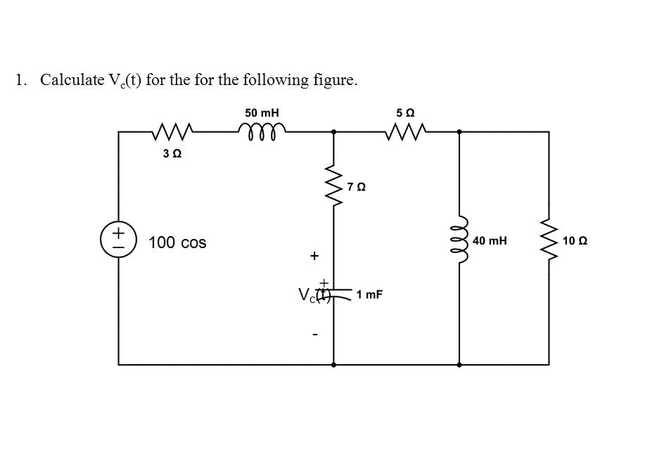 Calculate Vc(t) for the for the following figure. | Chegg.com
