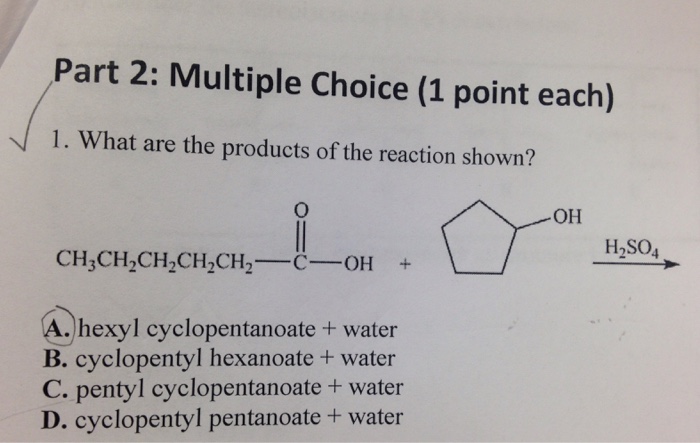 Solved Multiple Choice What are the products of the | Chegg.com