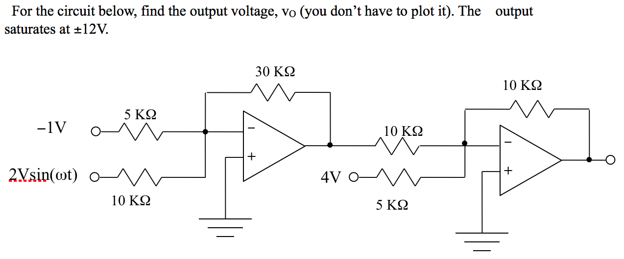 Solved For the circuit below, find the output voltage, vo | Chegg.com