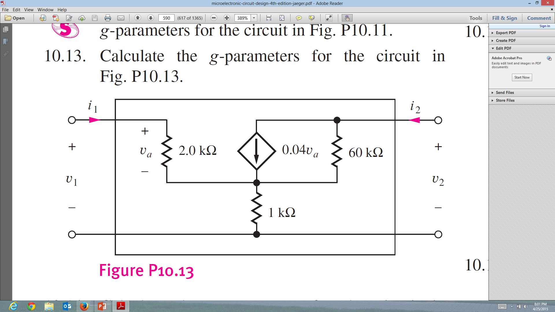 Solved Calculate The G Parameters For The Circuit In 