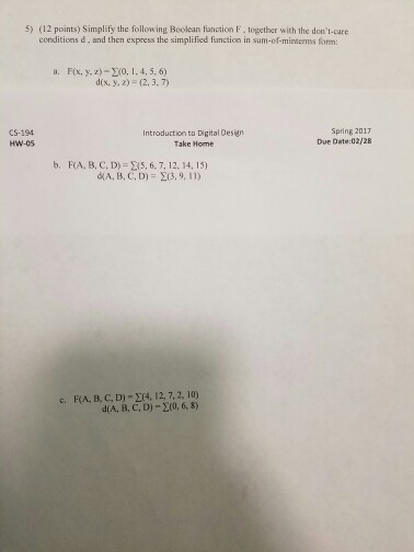 Solved Simplify the following Boolean function F, together | Chegg.com