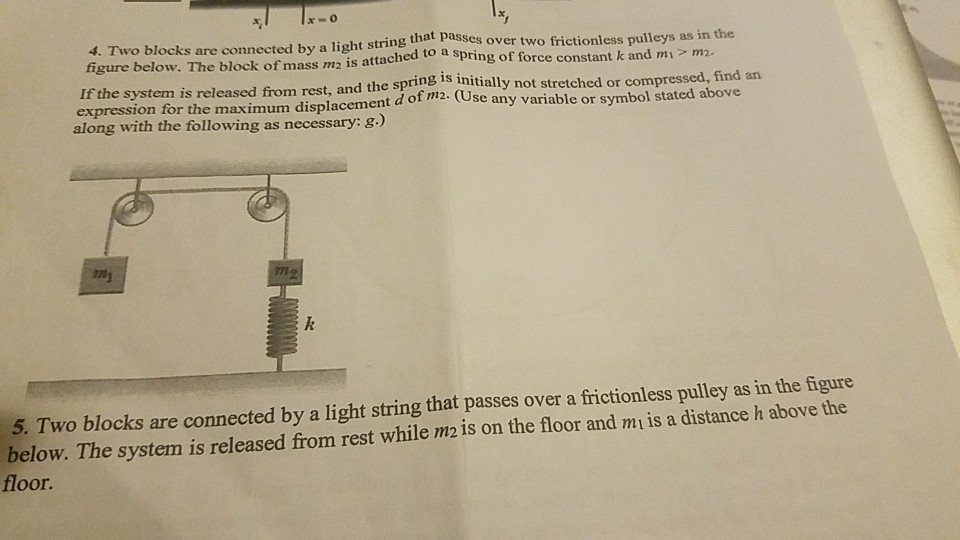 Solved 4. Two blocks are connected by a light string that | Chegg.com