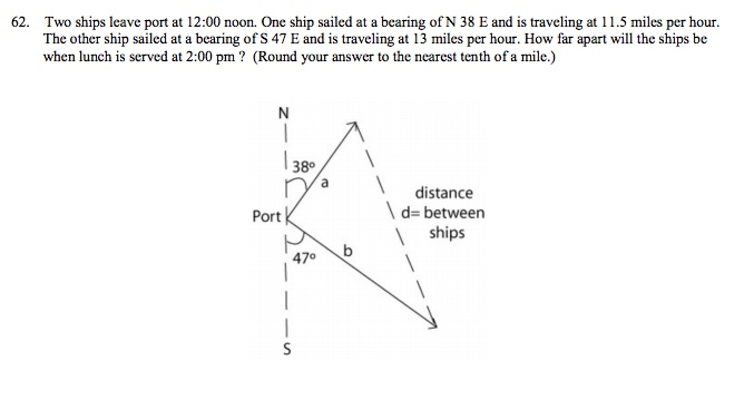 Solved Two ships leave port at 12:00 noon. One ship sailed | Chegg.com