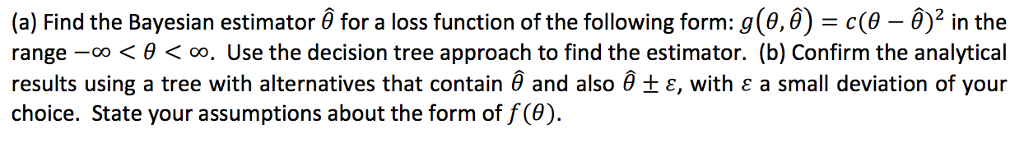 Solved Find the Bayesian estimator theta cap for a loss | Chegg.com