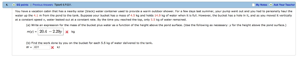 Solved + 02 points ! Previous Answers Tiple低6P031 My Notes | Chegg.com