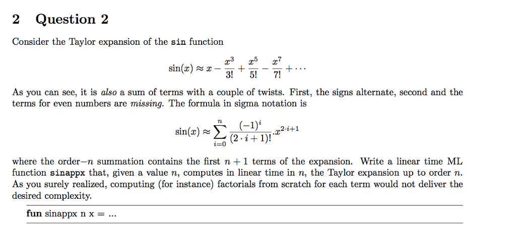 Solved Write A Function In Standard Ml To Calculate The