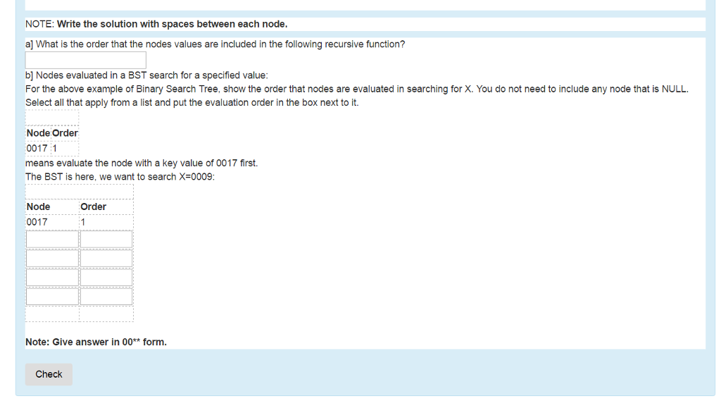 Solved What is the order that the nodes values are included | Chegg.com