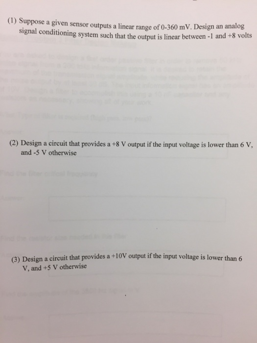 Solved Suppose a given sensor outputs a linear range of | Chegg.com