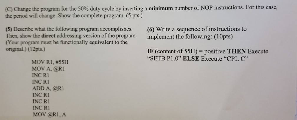 Solved (C) Change the program for the 50% duty cycle by | Chegg.com