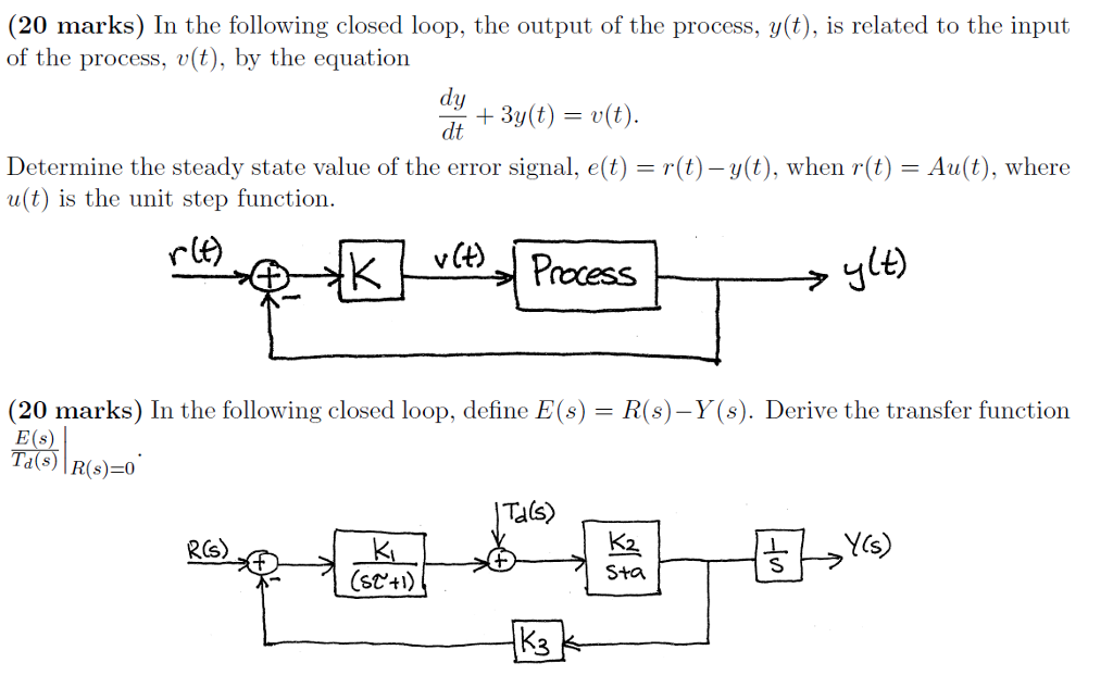 Solved (20 marks) In the following closed loop, the output | Chegg.com