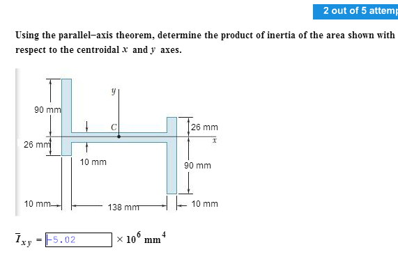 Solved using the parallel axis theorem determine the product | Chegg.com