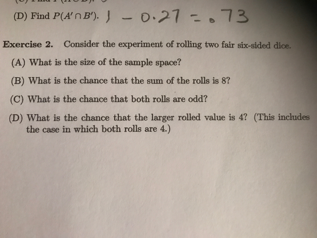 Solved Consider the experiment of rolling two fair six-sided | Chegg.com