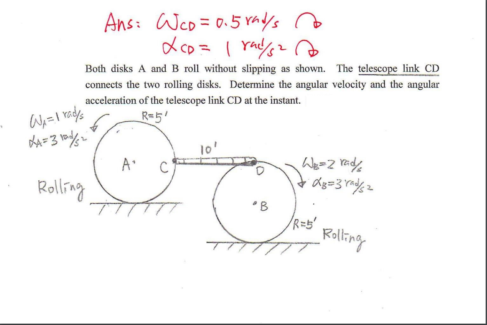 Solved Both disks A and B roll without slipping as shown. | Chegg.com