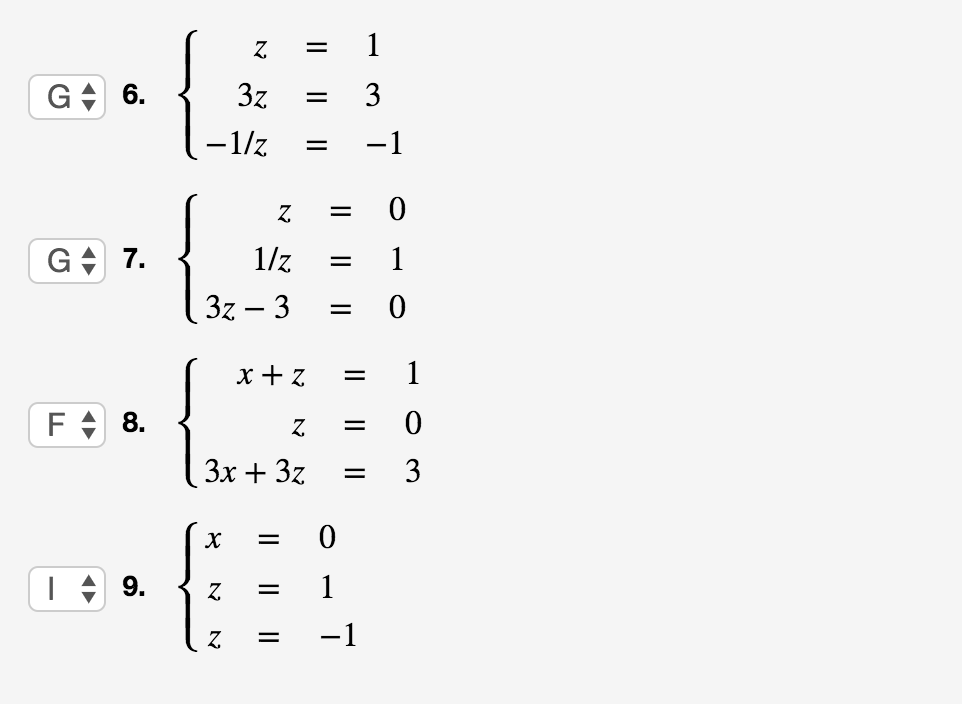 Solved (1 point) Match each system of linear equations with | Chegg.com