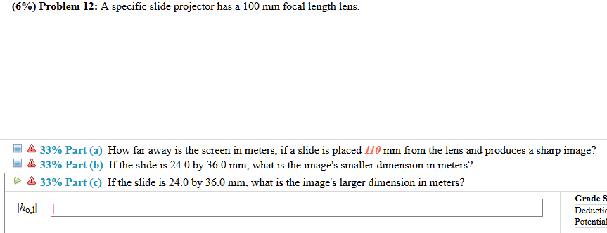Solved A specific slide projector has a 100 mm focal length | Chegg.com