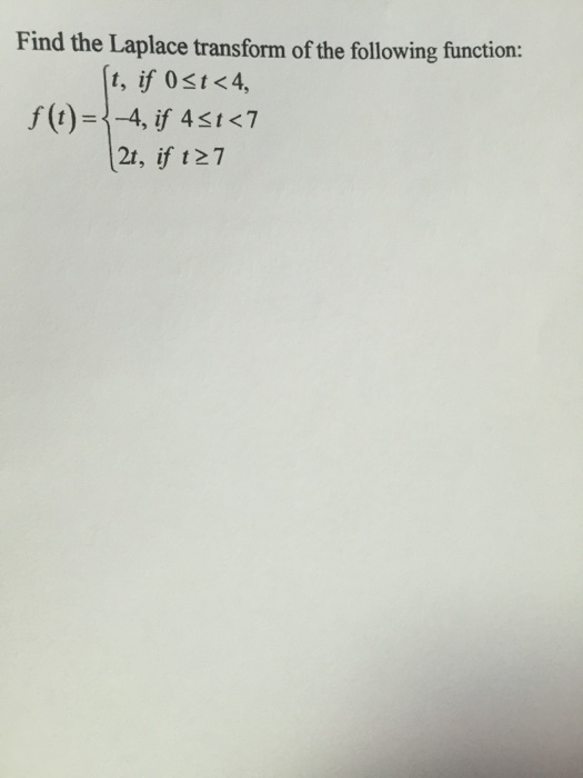 Solved Find the Laplace transform of the following function: | Chegg.com