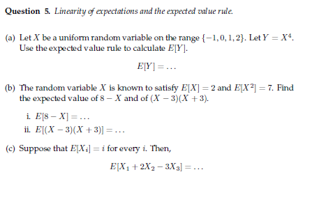 Solved Question 5. Linearity of expectations and the | Chegg.com
