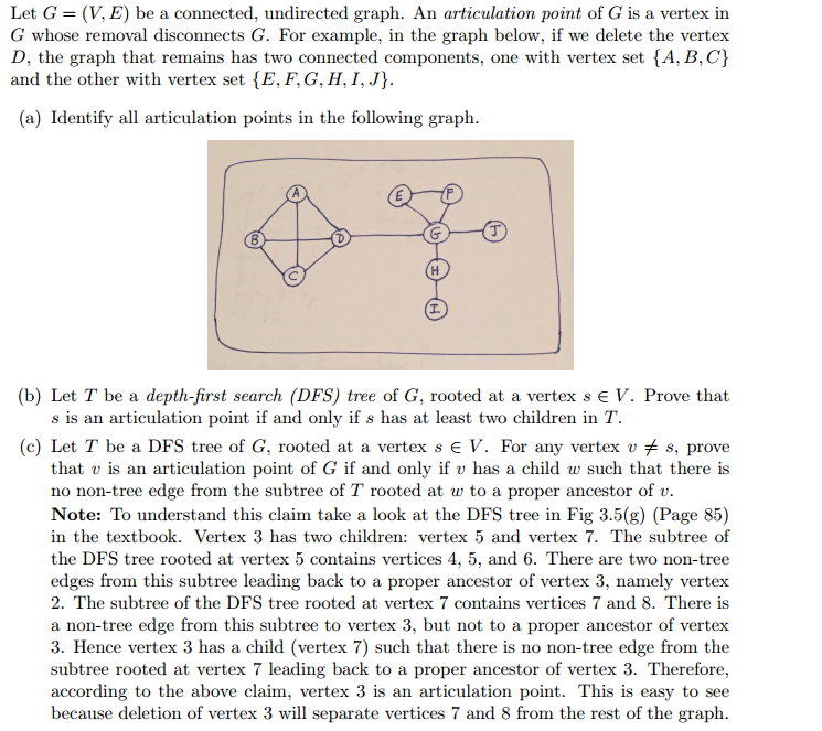 Let G = (V, E) be a connected, undirected graph. An | Chegg.com