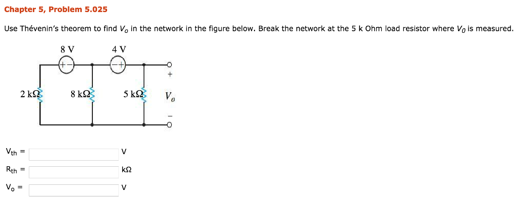 Solved Chapter 5, Problem 5.025 Use Thévenin's theorem to | Chegg.com