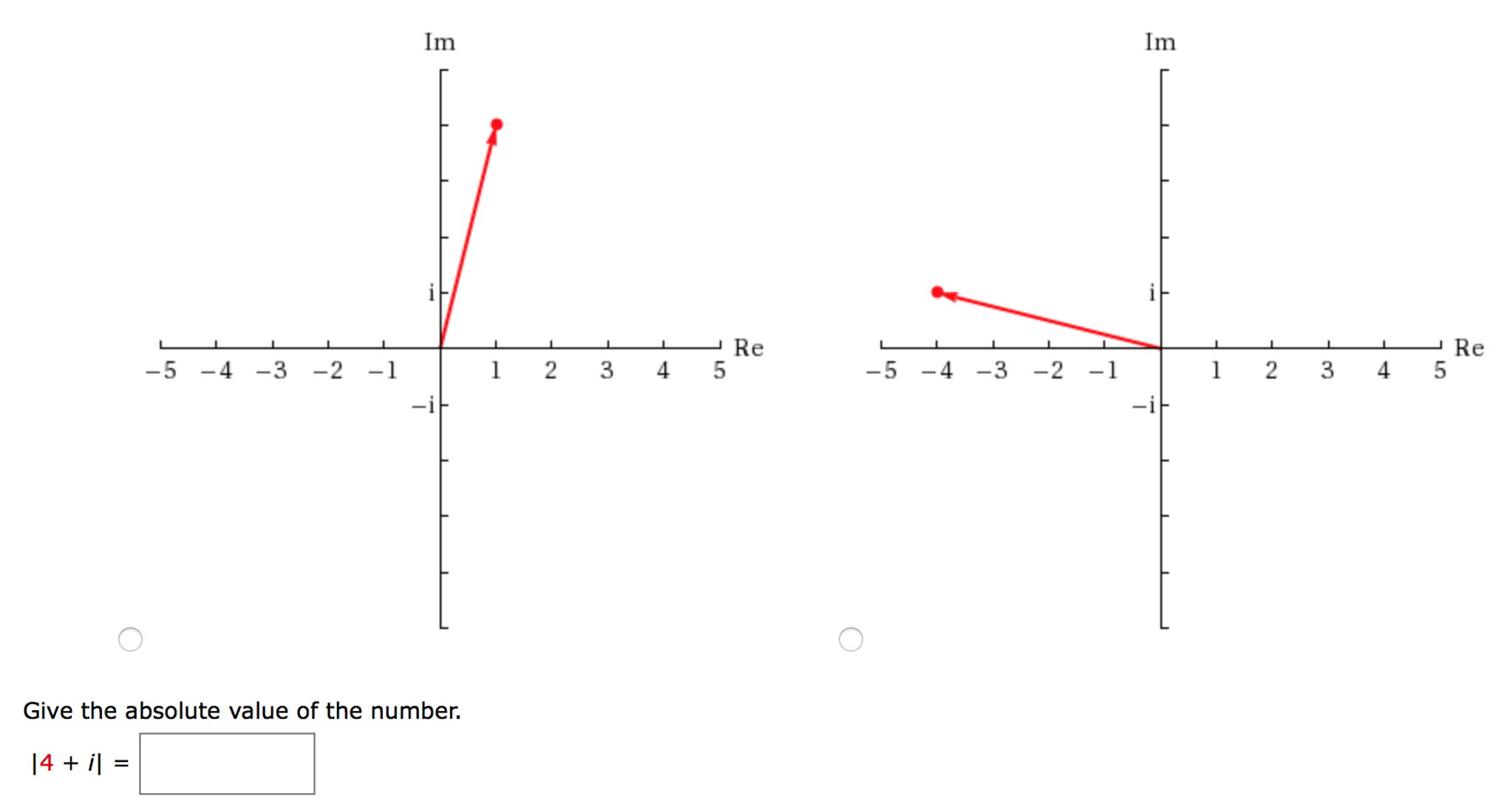 Solved Graph the complex number. 4 i Im Re Im Re 2 3 4 5 | Chegg.com