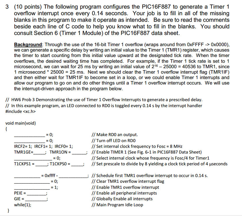 Solved 3 (10 points) The following program configures the | Chegg.com