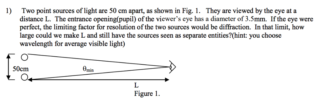 Solved 1) Two point sources of light are 50 cm apart, as | Chegg.com