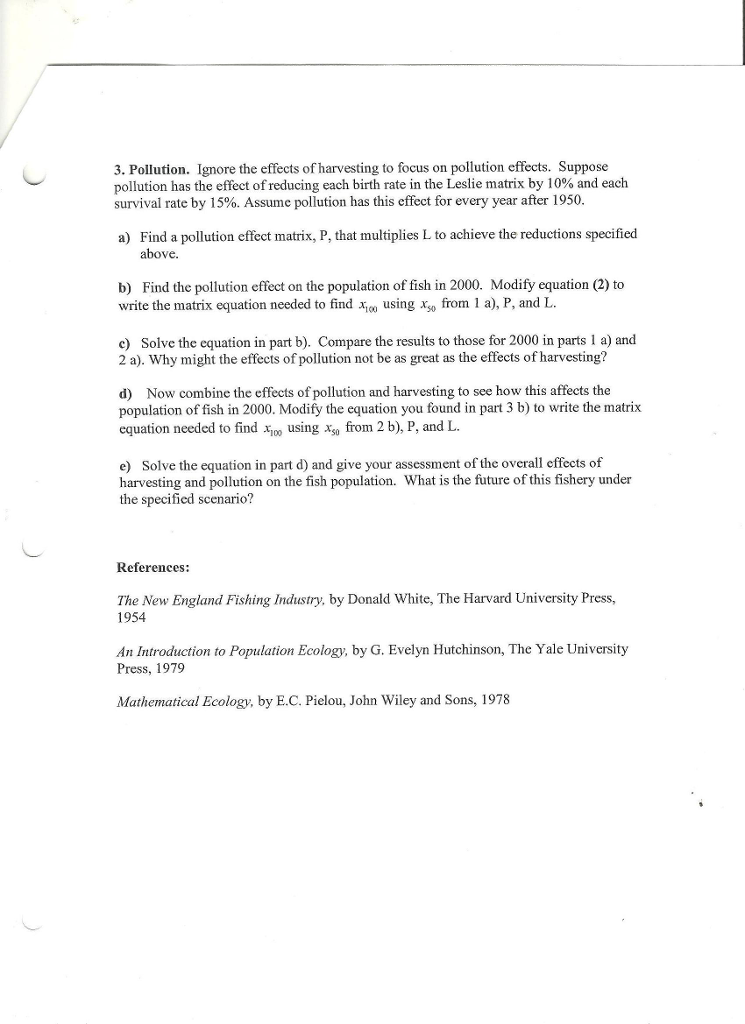 Solved MATH 285 PROJECT 2: Fishing in George's Bank | Chegg.com