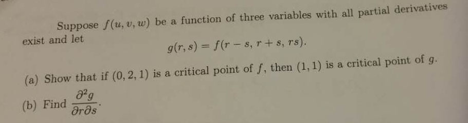 Solved Suppose f(u, v, w) be a function of three variables | Chegg.com