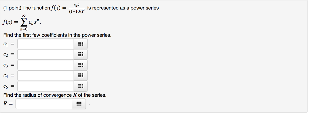 Solved (1 point) The function,f(x) =--is represented as a | Chegg.com