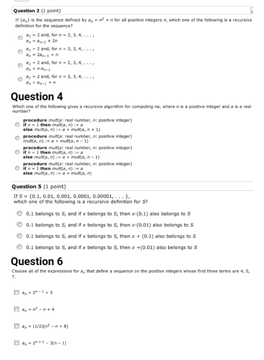 Solved If {a_n} is the sequence defined by a_n = n^2 + n for | Chegg.com