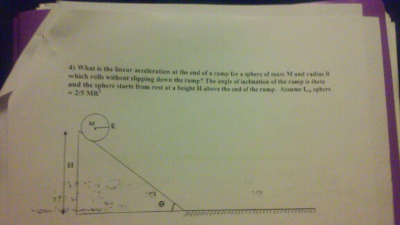 Solved 4) What is the linear acceleration at the end of ramp | Chegg.com