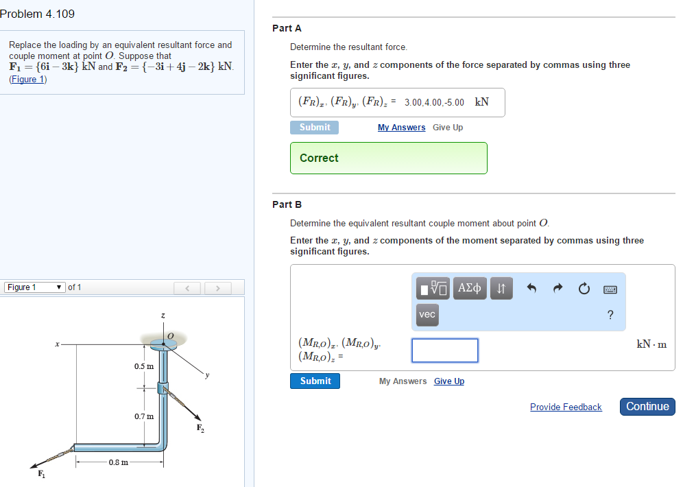 Solved Replace the loading by an equivalent resultant force | Chegg.com