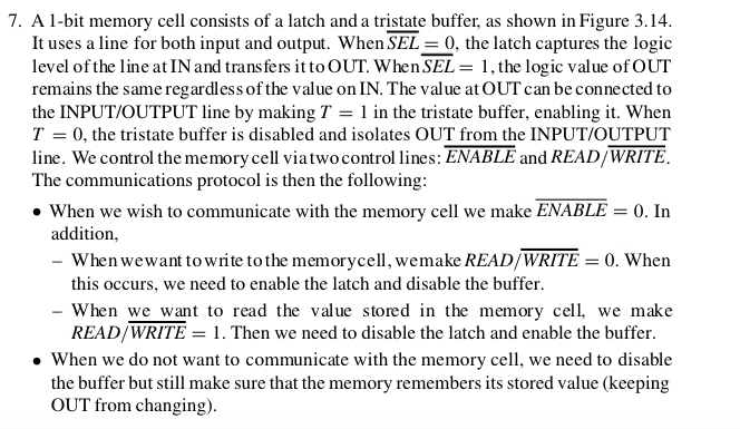 7. A 1-bit memory cell consists of a latch and a | Chegg.com