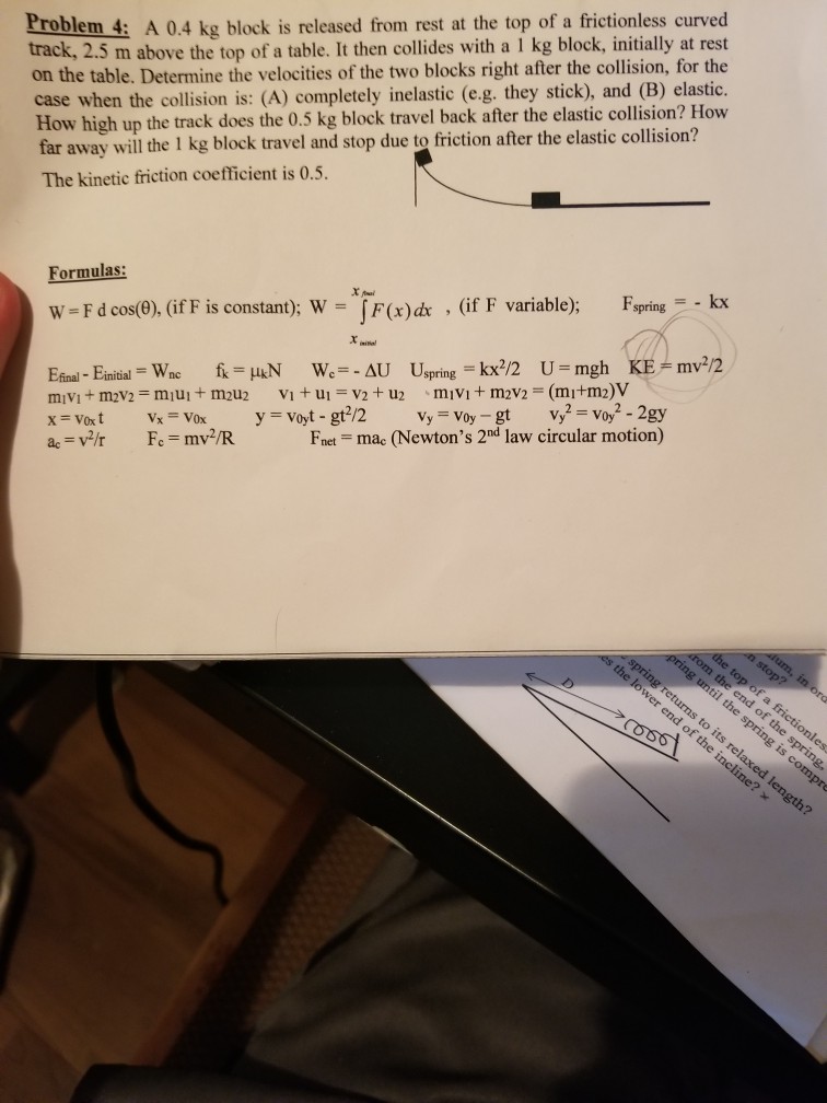 Solved Problem 4: A 0.4 kg block is released from rest at | Chegg.com