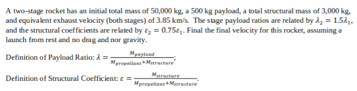 Solved A two-stage rocket has an initial total mass of | Chegg.com