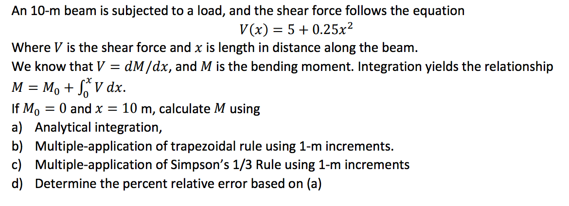 Solved An 10-m beam is subjected to a load, and the shear | Chegg.com