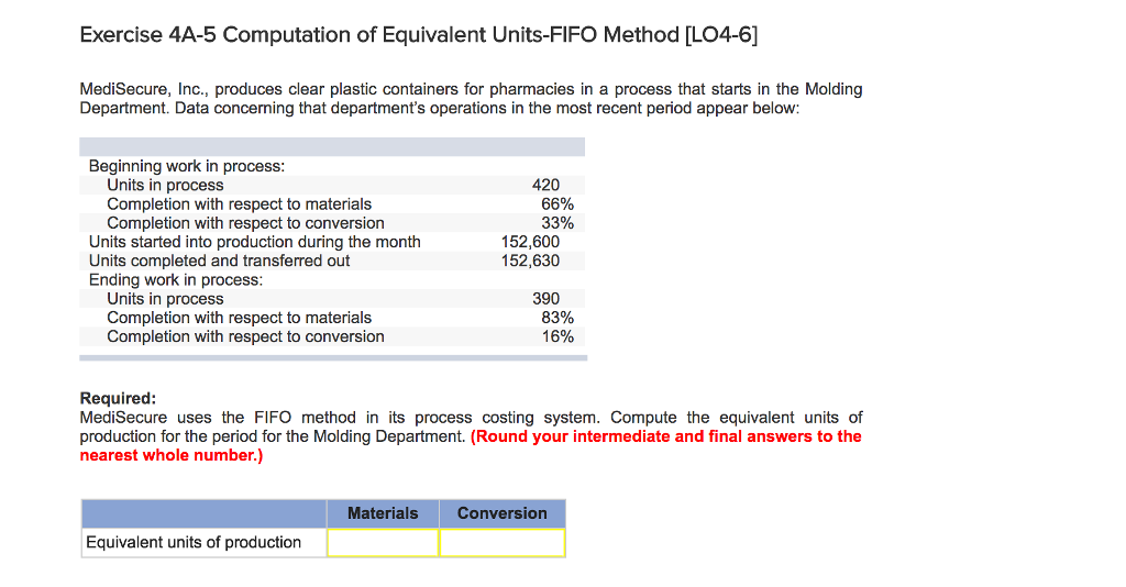 Solved Computation of Equivalent Units-FIFO Method [LO4-6] | Chegg.com