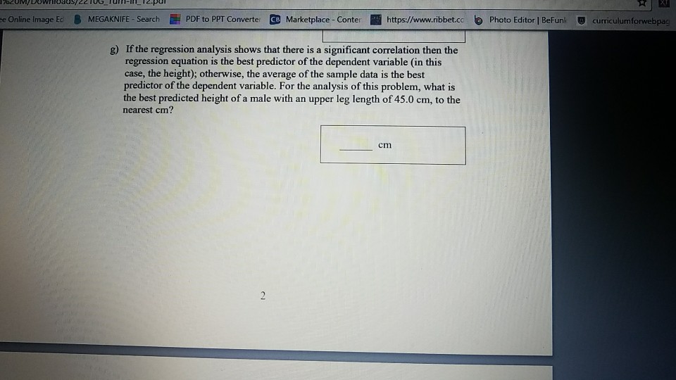 Solved Leg Length and Height Given the following table of | Chegg.com