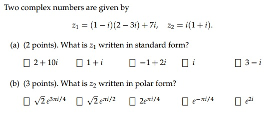 Solved Two complex numbers are given by z_1 = (1-i) (2 - 3i) | Chegg.com